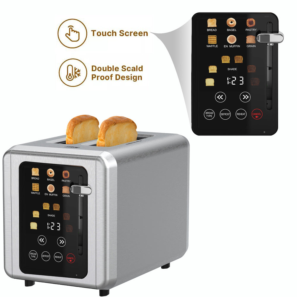 WHALL Toaster 2 Slice, Touch Screen Toasters, Smart Bread Toaster, Sta
